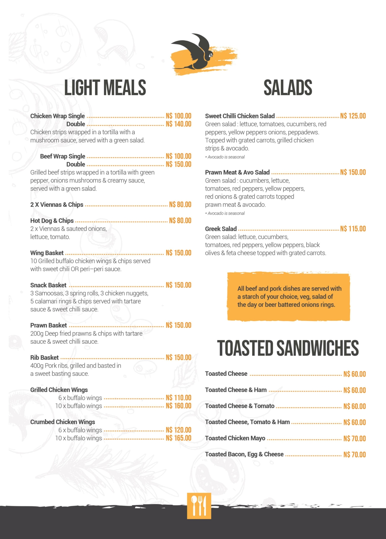 Arebbusch Travel Lodge Restaurant | A La Carte Menu